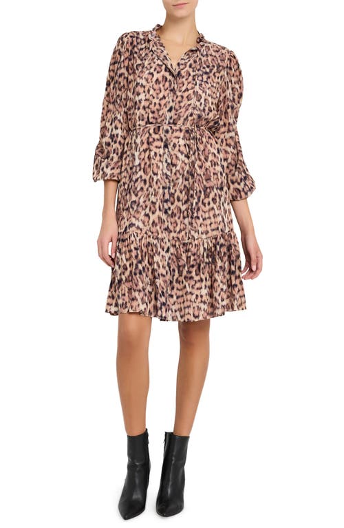 KOBI HALPERIN KOBI HALPERIN Leopard Print Tie Waist Long Sleeve Dress